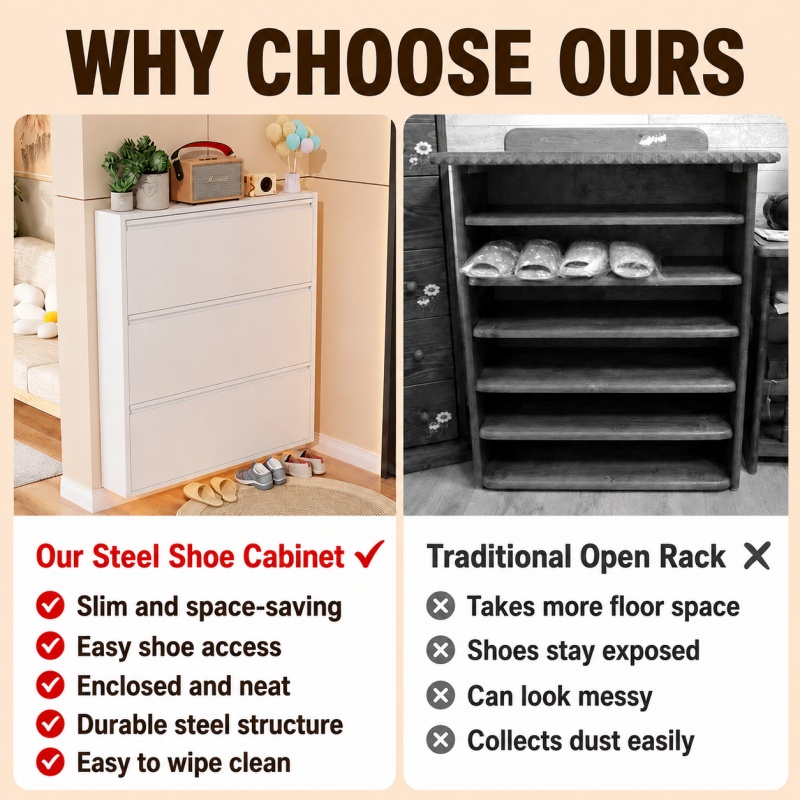 Shoe Cabinet Metal Shoe Rack Thin 2/3/4 Layers Large Capacity Space ...