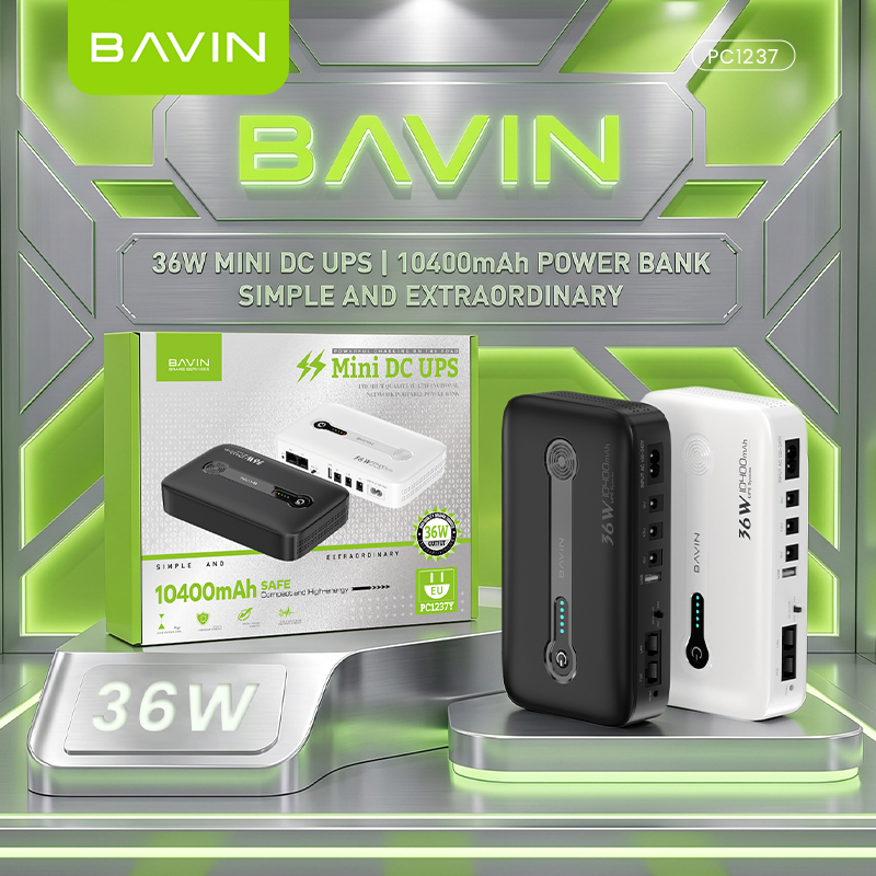 BAVIN PC1236 18W 8800mAh / 36W 10400mAh Mini DC UPS Battery Backup ...