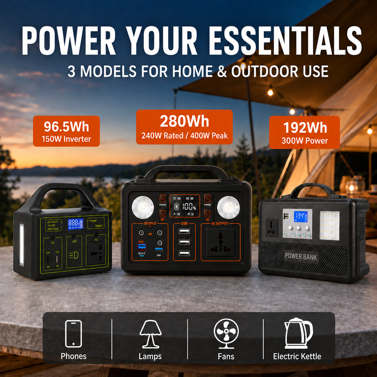 300W Portable Power Station with Solar Panel | Home, Outdoor & Camping ...