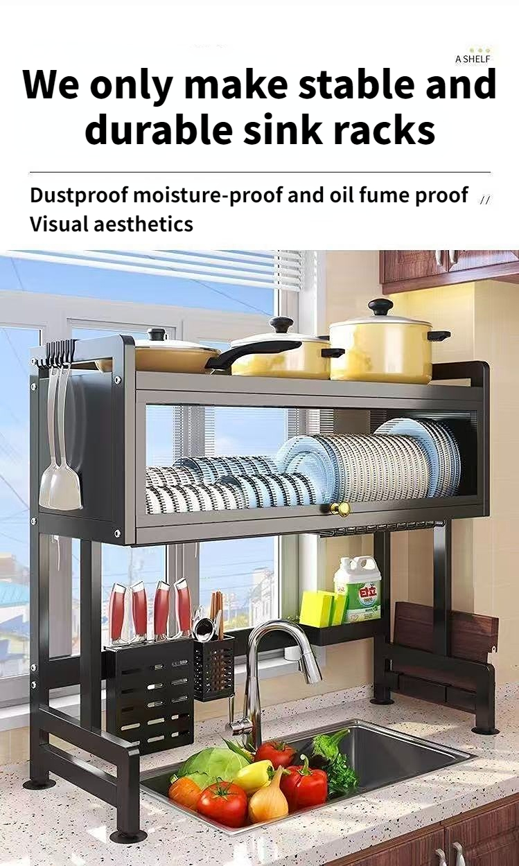 Dish Cabinet Rack Kitchen Storage Multifunctional drain rack cabinet ...