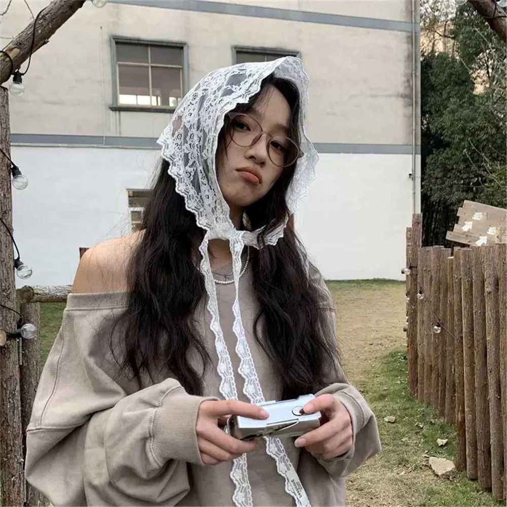 Lace Flower Triangular Scarf Trendy Bandanas Head Scarf Womens ...
