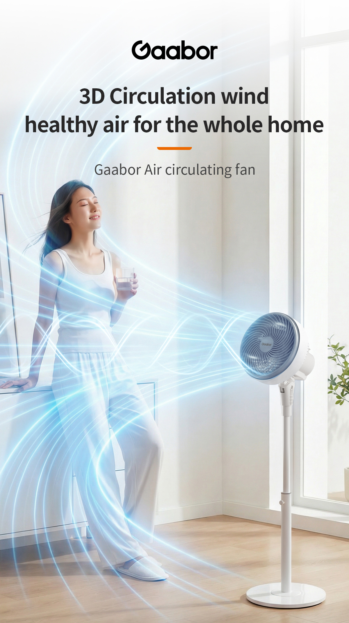 Gaabor 3 Speed Adjustable Fan 5 Blades Design Adjustable Tilt Angle ...