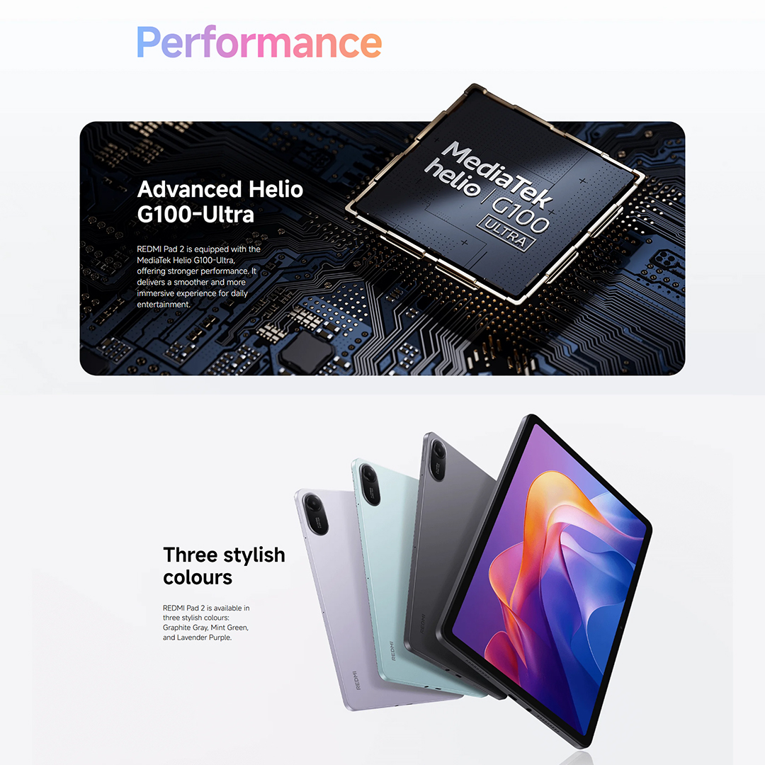 Xiaomi Redmi Pad 2 (4GB+256GB) Tablet | Helio G100-Ultra | 11" 2.5K ...