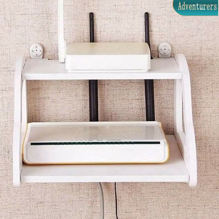 Wooden Wall Mounted WiFi Router Shelf Set-Top Box Bracket Storage Box ...