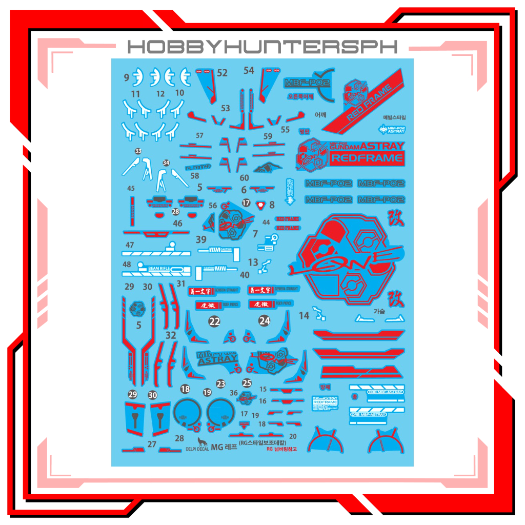 Delpi Decal MG Astray Red Frame Kai Line Auxiliary Waterslide Decals ...