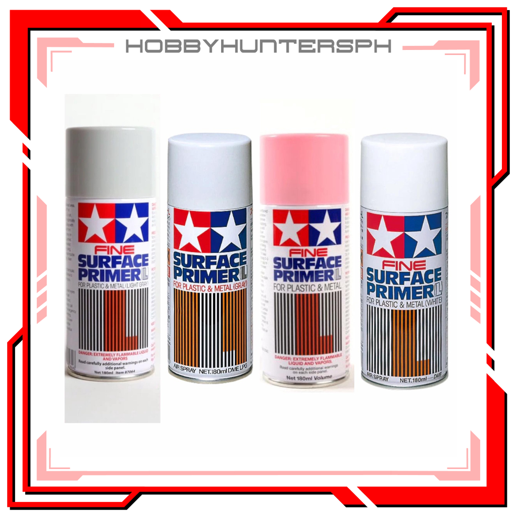 Tamiya Fine Surface Primer L White / Gray / Light Gray / Pink 180ml ...