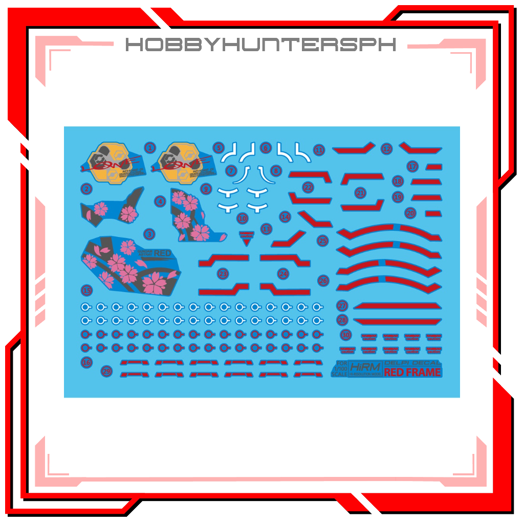 Delpi Decal High Resolution HIRM Astray Red Frame Waterslide Decals ...