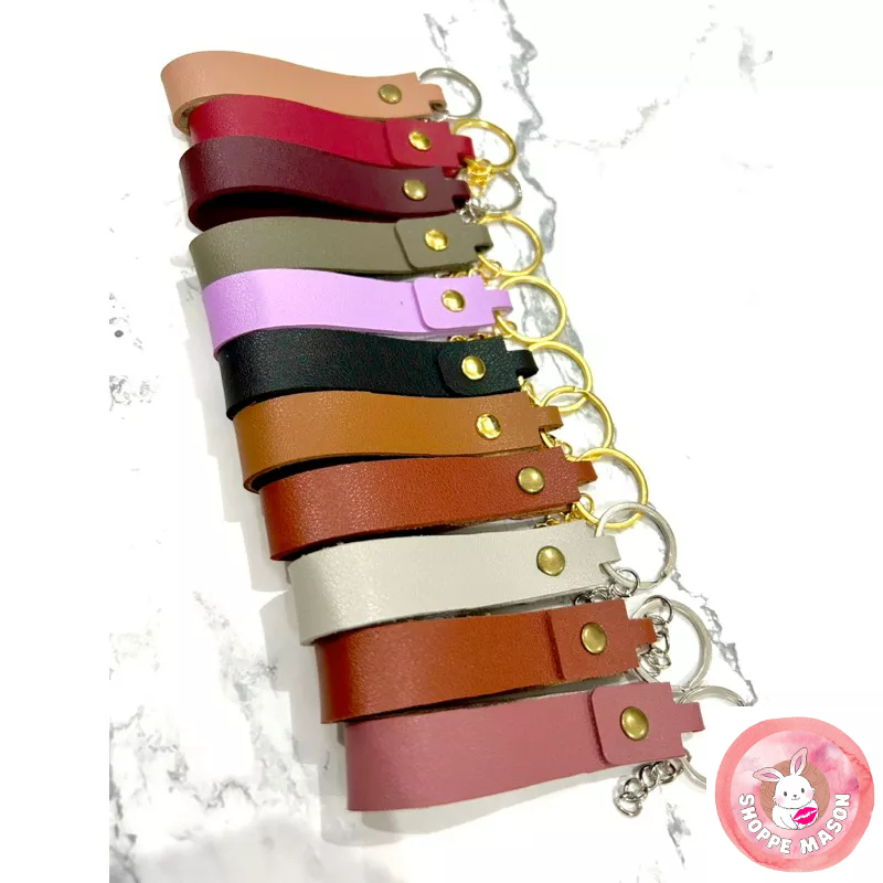 Keychain Leather Key Holder Colorful Keychains Gold or Silver Jumpring ...