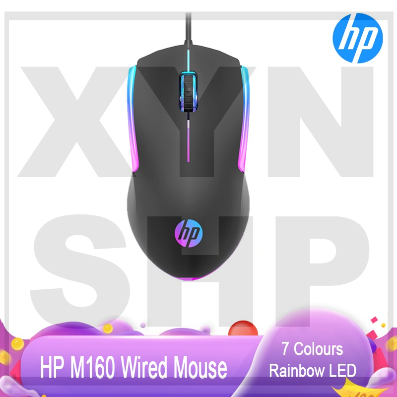 HP M160 Wired Mouse High Performance Optical Gaming Mouse With 7 Colours Rainbow LED | Shopee ...