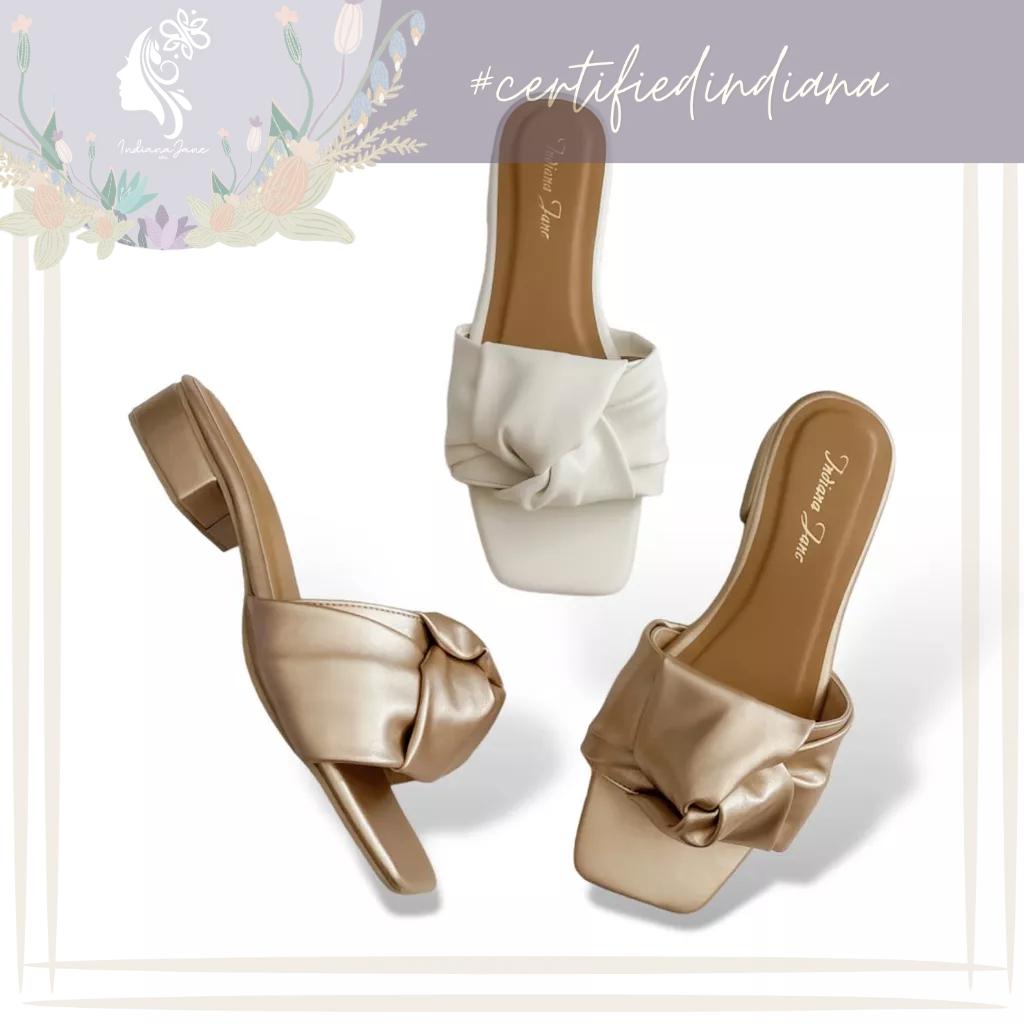 TUSCANY Bow Strap Low Heels Sandals | Shopee Philippines