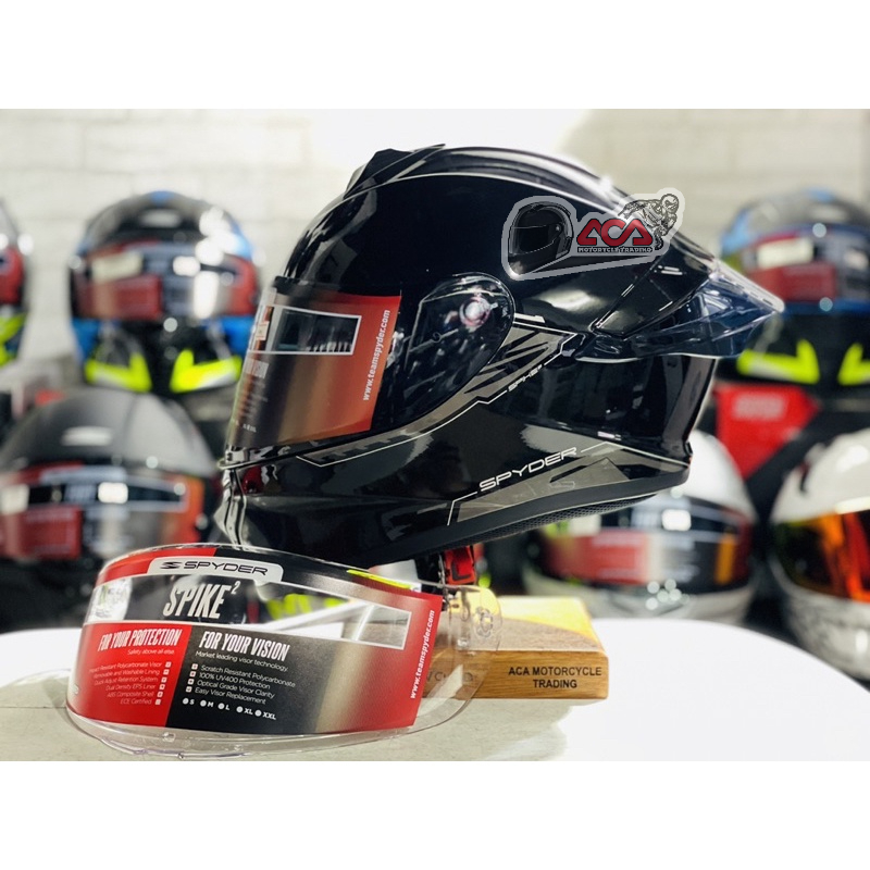 SPYDER SPIKE V2 Fullface Helmet with Free Clear Visor & Spoiler ...