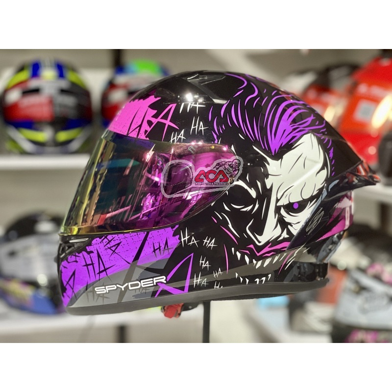 SPYDER PHOENIX + JOKER Full-Face Single Visor Helmet + Free Clear Visor ...