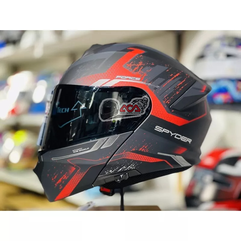SPYDER FORCE S4 Modular Dual Visor Helmet + Free Clear Visor | Shopee ...