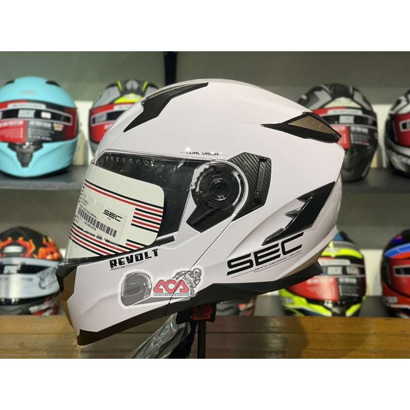 SEC REVOLT Modular Dual Visor Helmet with Free Extra Smoke Visor and ...