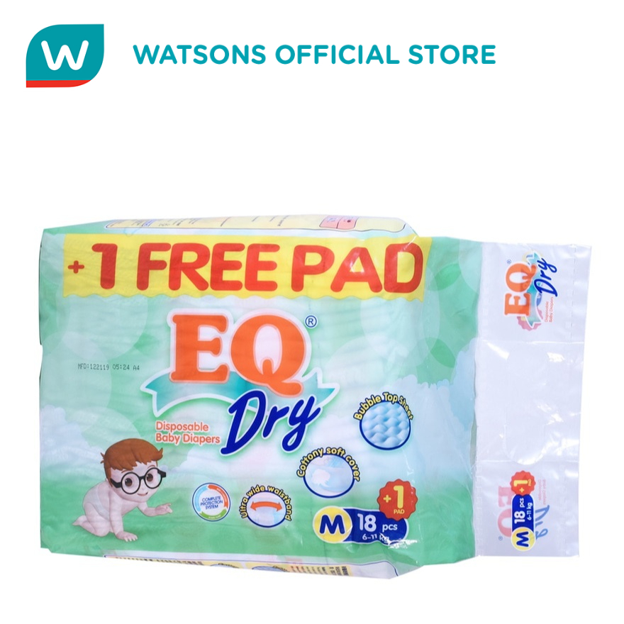 EQ Dry Diaper Medium 18 Pieces + 1 Pad | Shopee Philippines