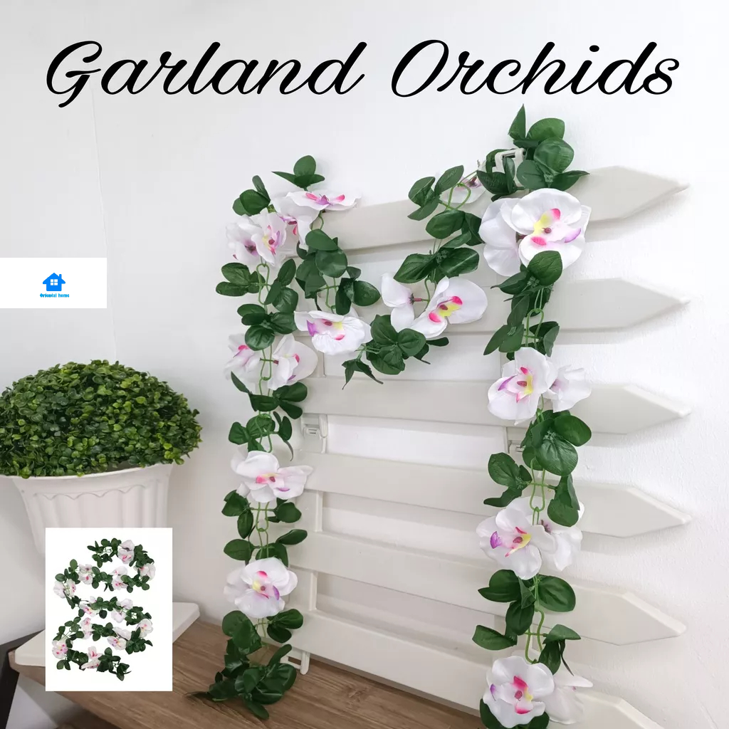 Artificial Hanging Garland Orchids With 24 Flower Head Good For Balcony ...