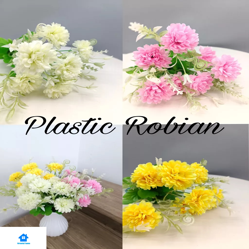 Artificial Plastic Robian Flower 7 Heads Good For Wedding Office Home ...