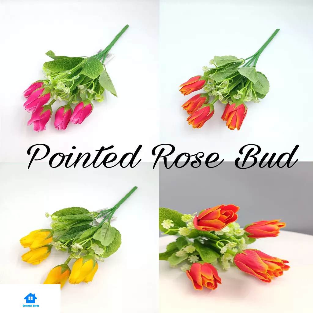 Artificial Pointed Rosebud 5Head Flower Good For Wedding Office Home ...