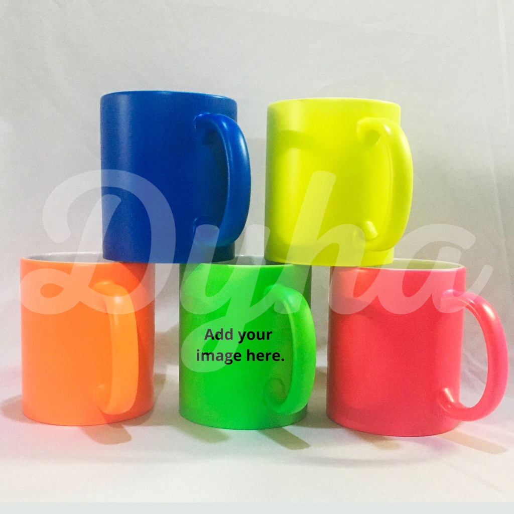 Customized Neon Mug 11oz (Neon Blue, Yellow, Orange, Green, Pink ...
