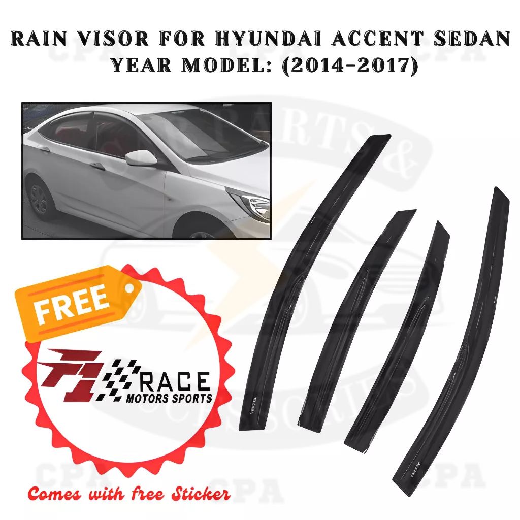 CPA RAIN VISOR For HYUNDAI ACCENT SEDAN 2014 2015 2016 2017 (7539 ...