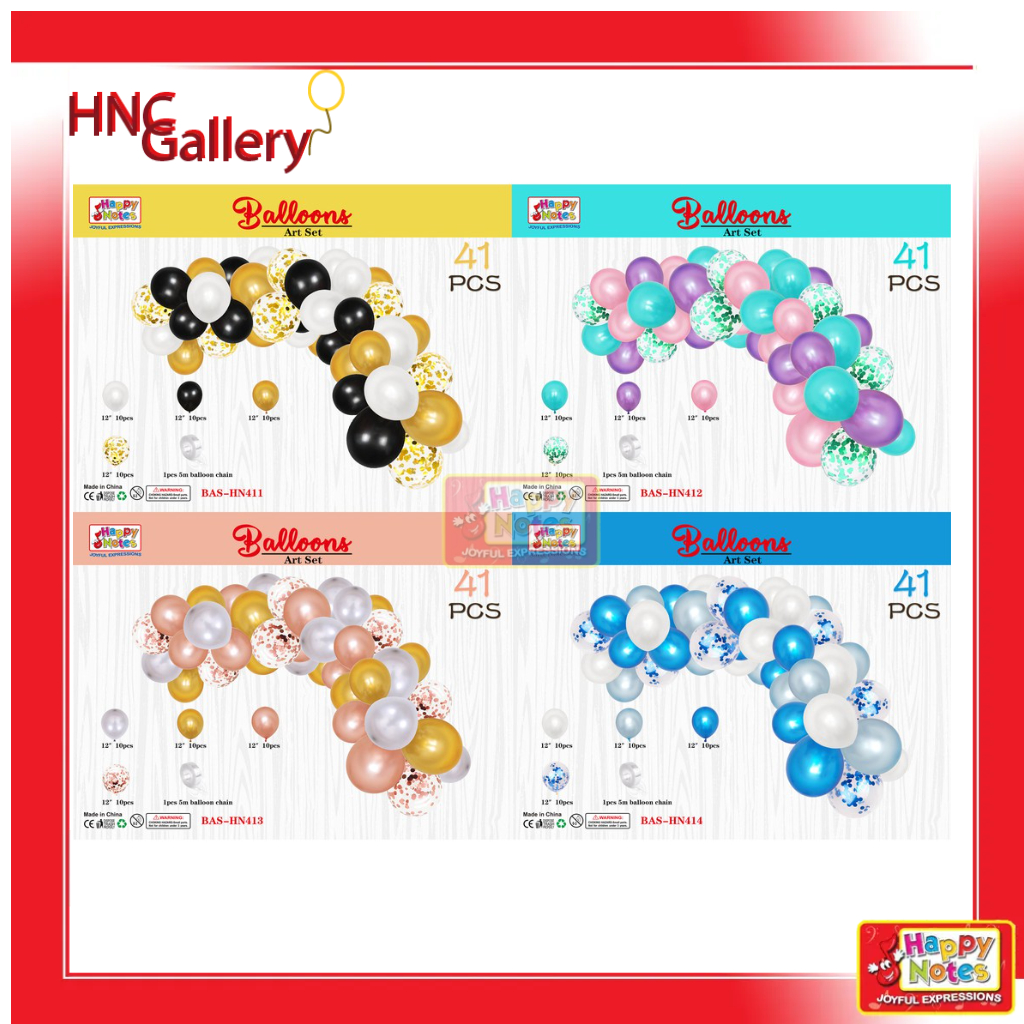 Happy Notes Balloon Art Set w/Accessories (40 items) Pearl & Clear w ...