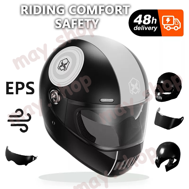 AKA Men's Double Mirror Full Face Classic Helmet For Motorcycle With ...