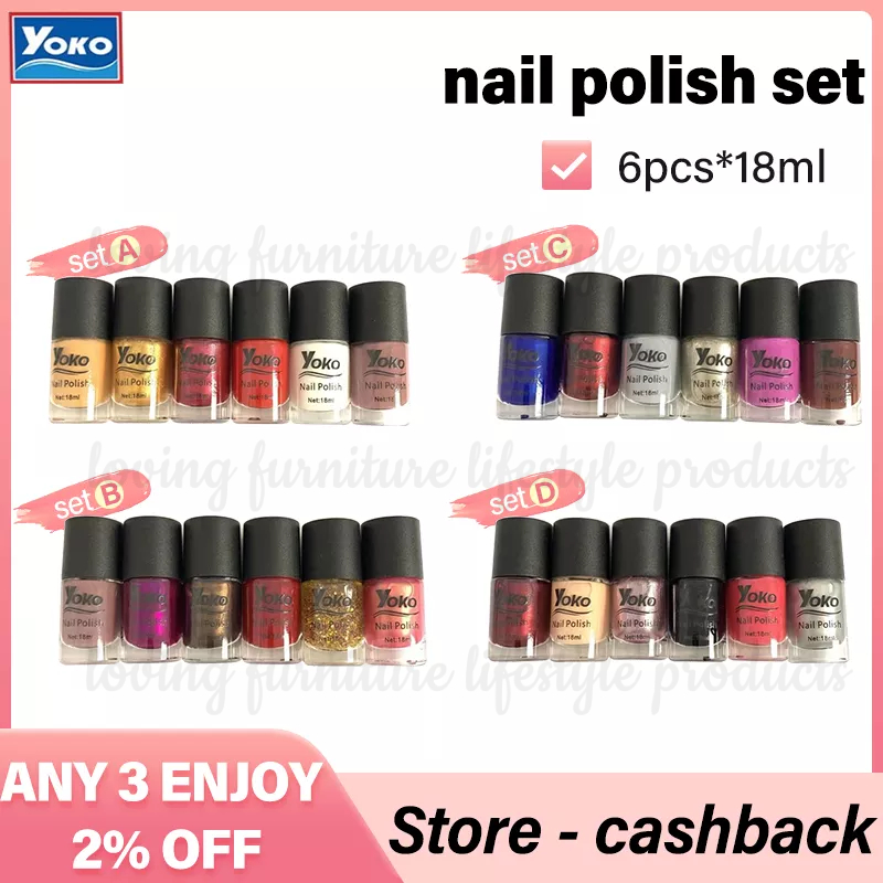 【Original】YOKO Nail Polish set Cutics （6pcs）18ml Non-toxic and ...