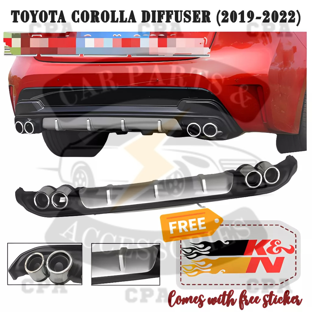 CPA 2019 2020 2021 2022 TOYOTA COROLLA DIFFUSER SILVER Car Rear Bumper ...