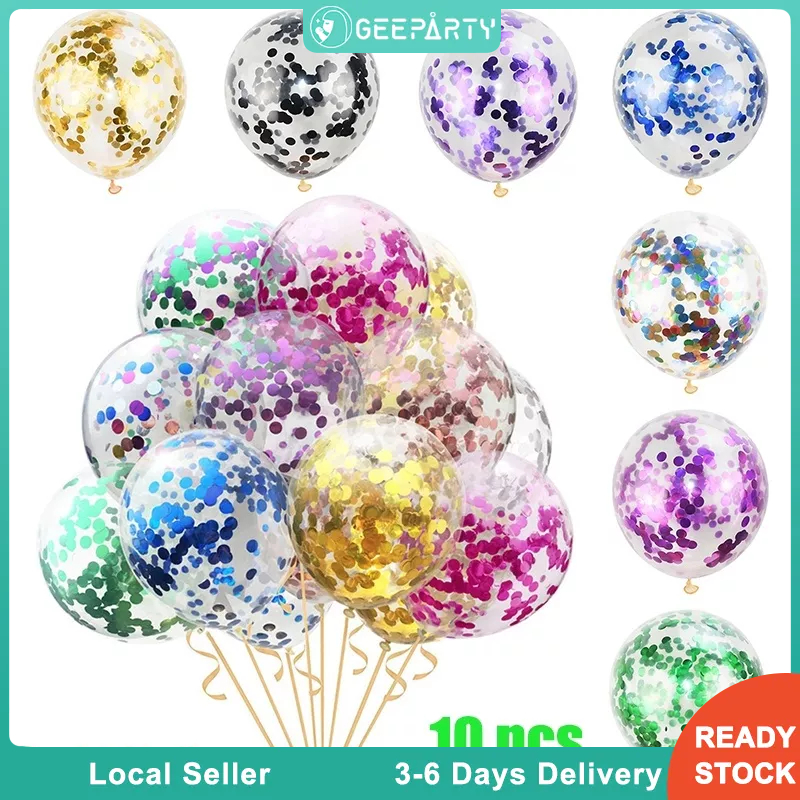 10pcs 12 inch Sequin Balloons Clear Confetti Party BOBO Balloon Wedding ...