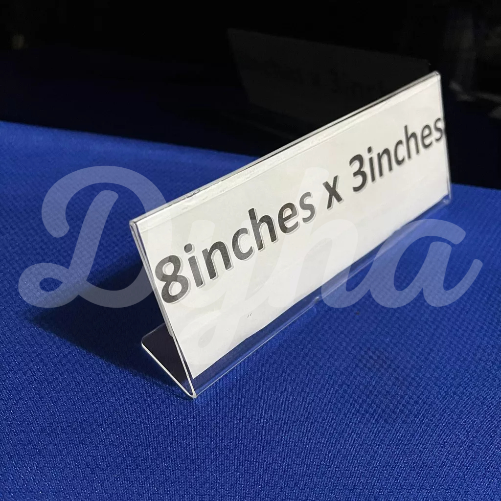 Clear Acrylic Slant Style [8" x 3"] Table Name Sign Holder Landscape ...