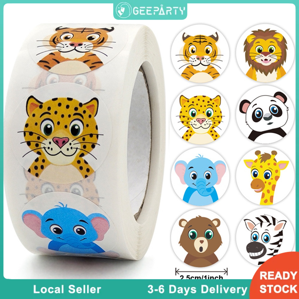500pcs Animal Sticker Roll for Jungle Safari Birthday Party Decoratons ...