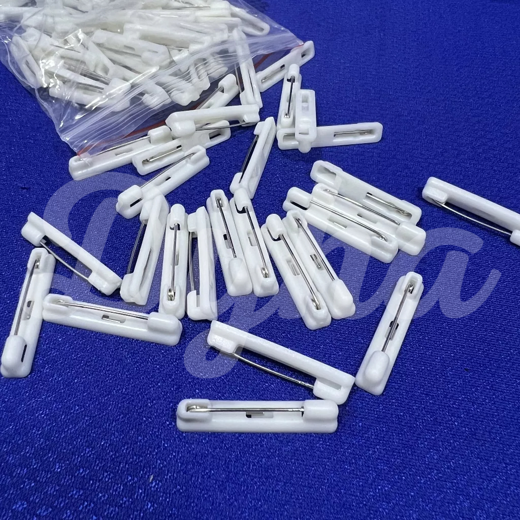 Plastic Lapel Pin White (50, 100pcs) for Acrylic Name plate 3cm length ...