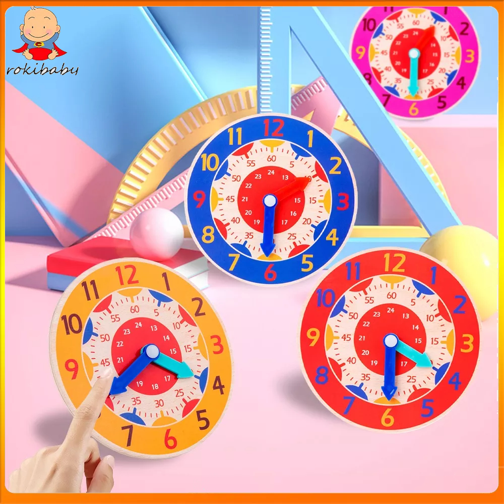 【COD】Rokibaby Wooden Clock for Kids Educational Toys | Shopee Philippines