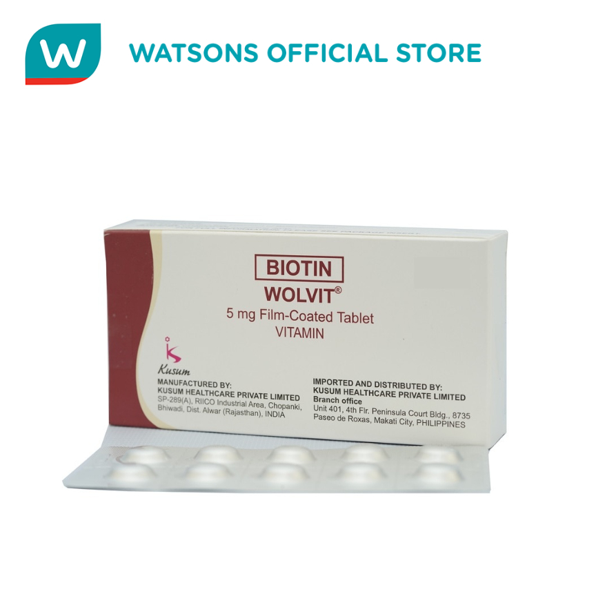 WOLVIT Biotin 5mg 1 Film-Coated Tablet [sold per tablet] | Shopee ...