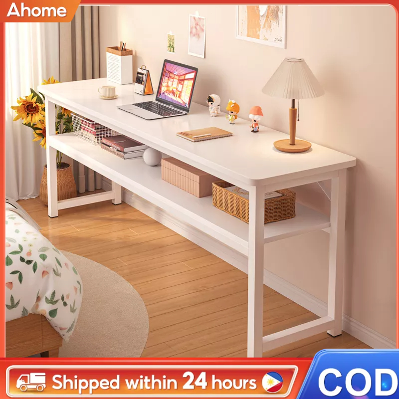 120/140/160cm 2 layers Table Writing Desk Solid Wood Living Room ...