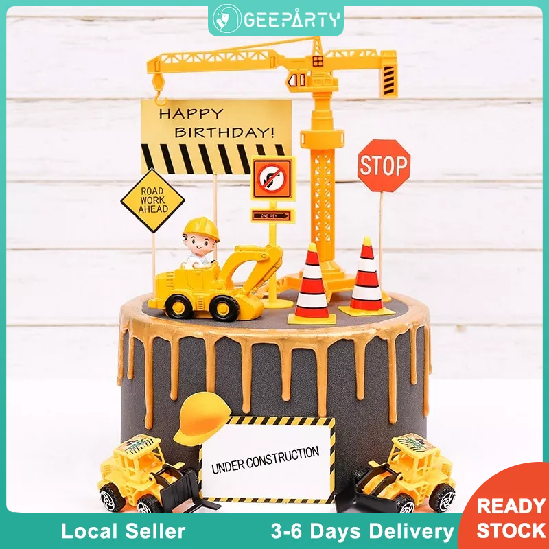 GeeParty Cake Topper Construction/Traffic Sign Theme for Cake Birthday ...