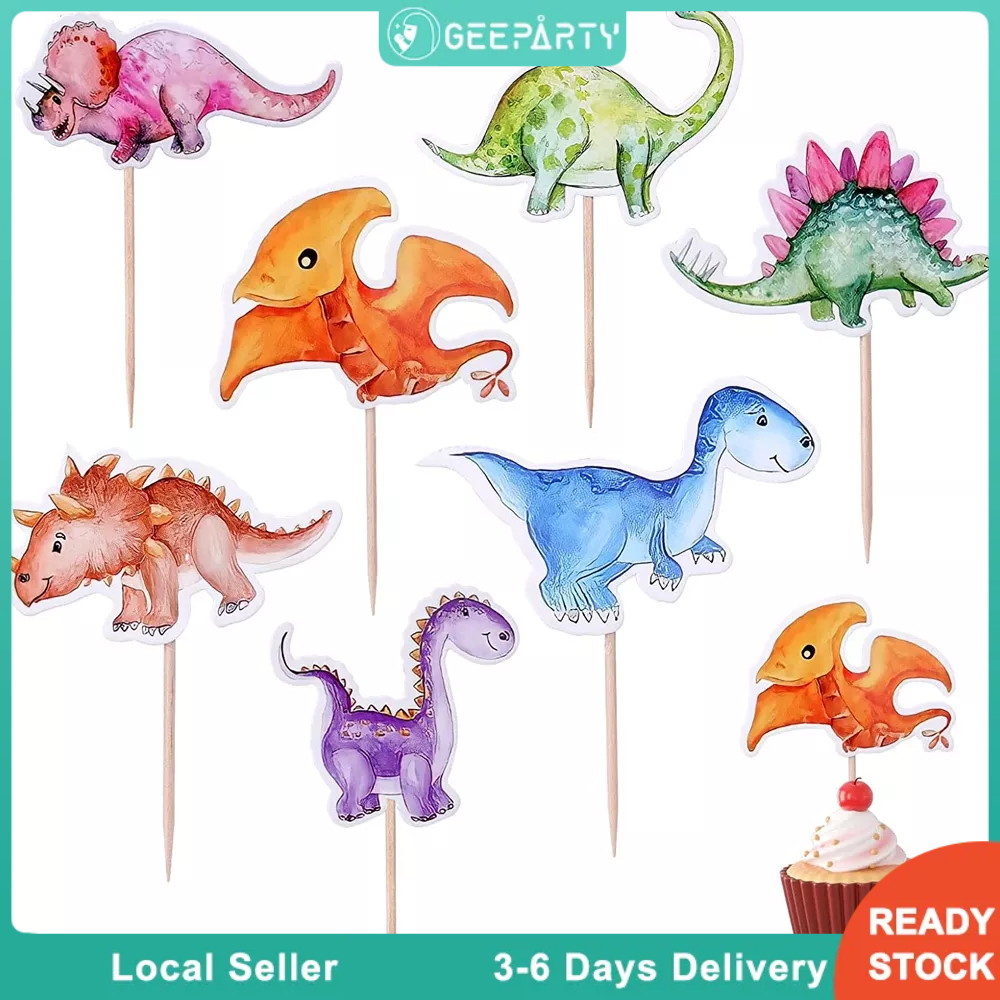 7pcs Dinosaur Theme Cupcake Topper Dinosaur Cake Topper Kids Birthday ...