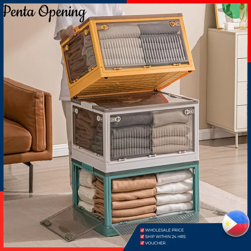 Foldable Storage Box Organizer Clothes Storage Transparent Five-Door ...