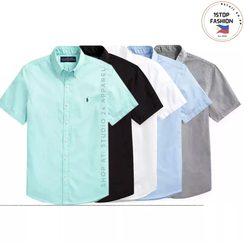 Oxford Button Down Polo Shirt For Men 100% Oxford Cotton | Shopee ...