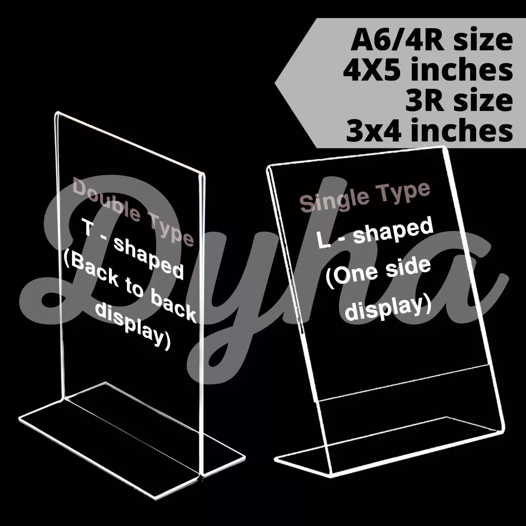 Clear Acrylic Stand [SET B - A6/4R, 3R, 3x4inches, 4x5inches] PORTRAIT SIGN PHOTO holder ...
