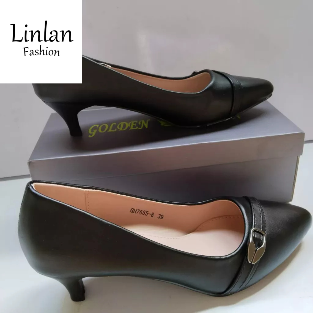 LF COD GOLDEN CROWN (35-40) Ladies Fashion Black Shoes For School ...