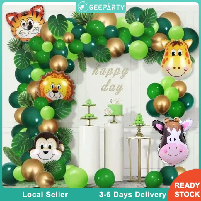 【Fast Shipping】Jungle Safari Theme Party Balloon Garland Kit Animal ...