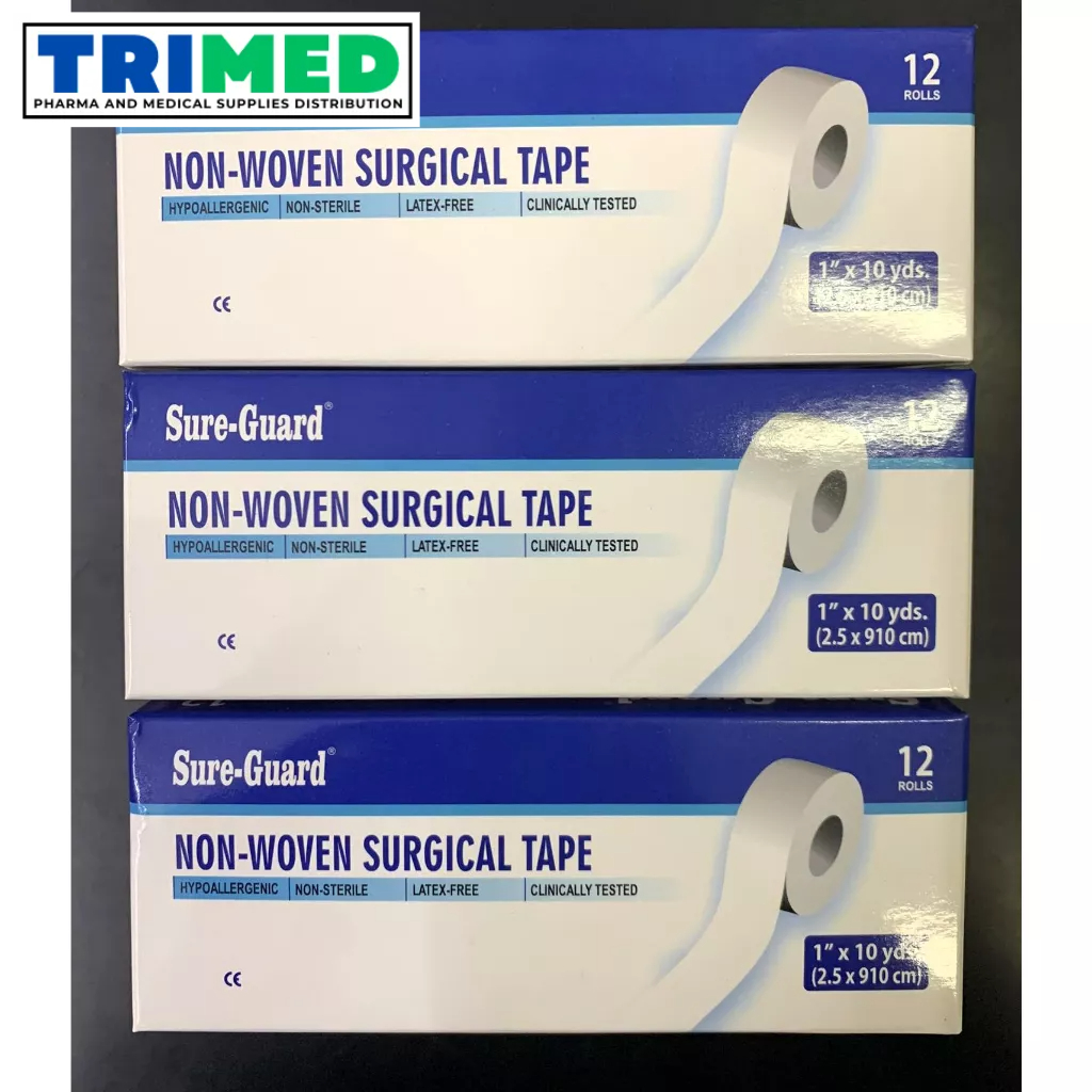 Non-woven Surgical Tape (Sure-guard) - 1"x10yds (12 rolls) 1/2x10yds ...