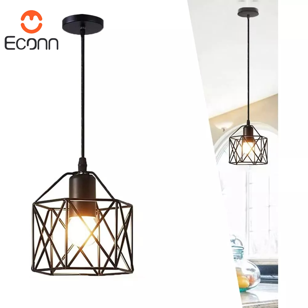 ECONN Metal Cage Pendant Light Retro Suitable Chandelier Cage for ...