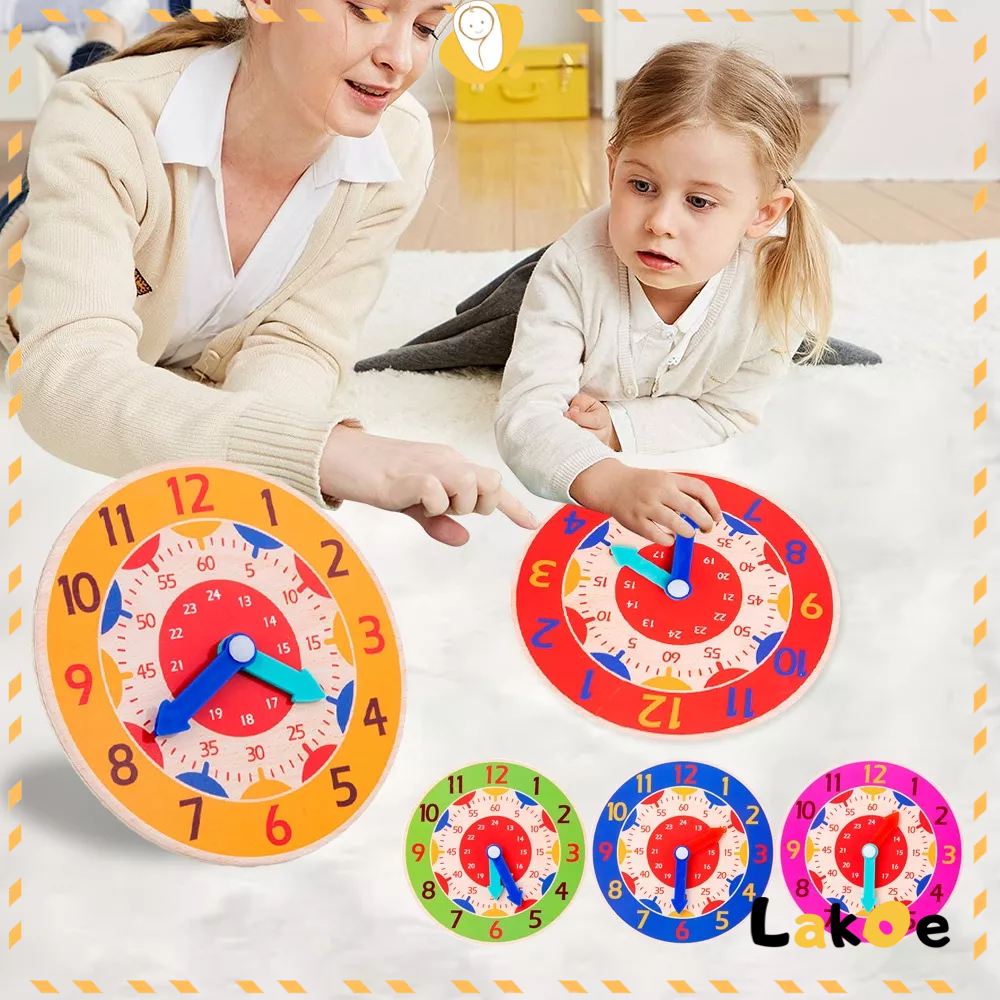 【COD】Lakoe Wooden Clock for Kids Learning Time KNs | Shopee Philippines