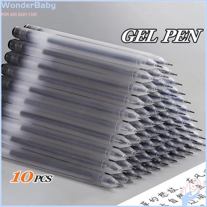 WD【COD】 10pcs Ballpen Set Gel Pen Black 0.5 Carbon Pen Sign Pen School ...