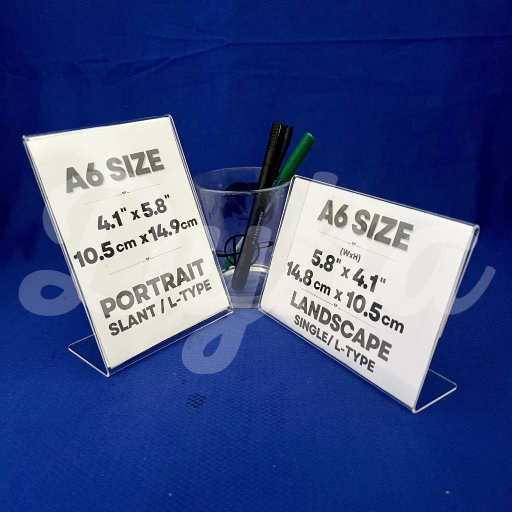 Clear Acrylic Stand A6 Size [Single Type/L/Slant] 4R [4x6in]| Landscape / Portrait Photo display ...