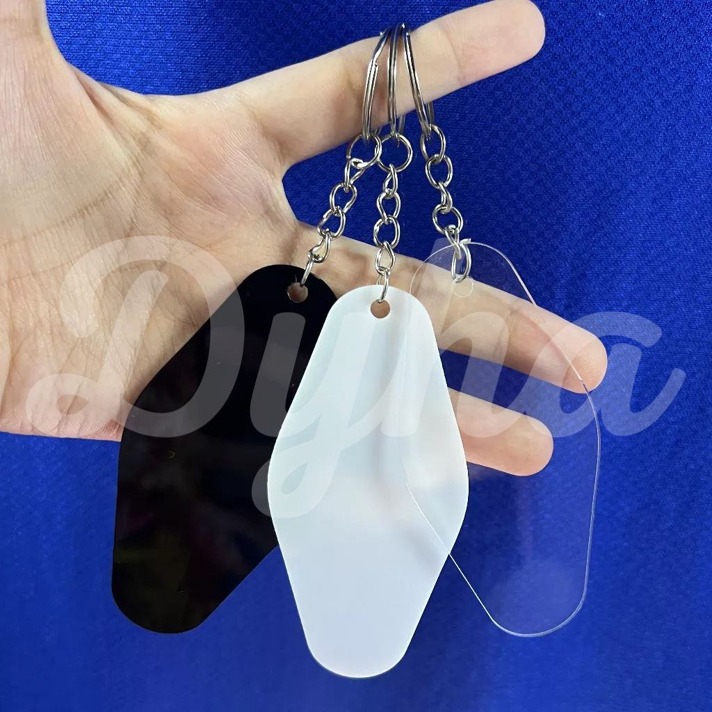 1pc Blank Acrylic Hotel Motel Keychain Black, Clear, White 2mm, 3mm DIY ...