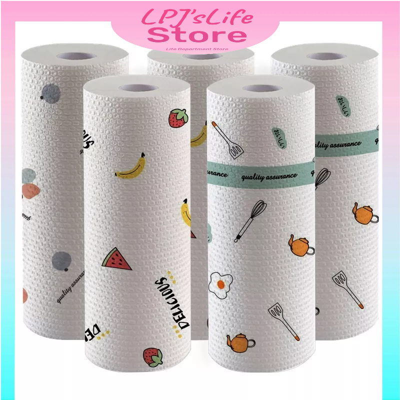 50 Pulls/Roll Disposable Clean Rag Paper Kitchen Oil Absorbent Paper ...