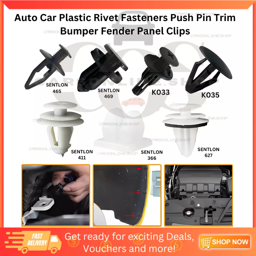 COS Auto Car Plastic Rivet Fasteners Push Pin Trim Bumper Fender Panel ...
